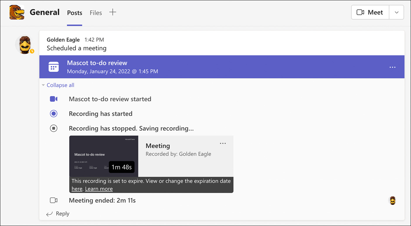 Teams Meeting Recordings and Expiration // Microsoft Teams // Marquette ...